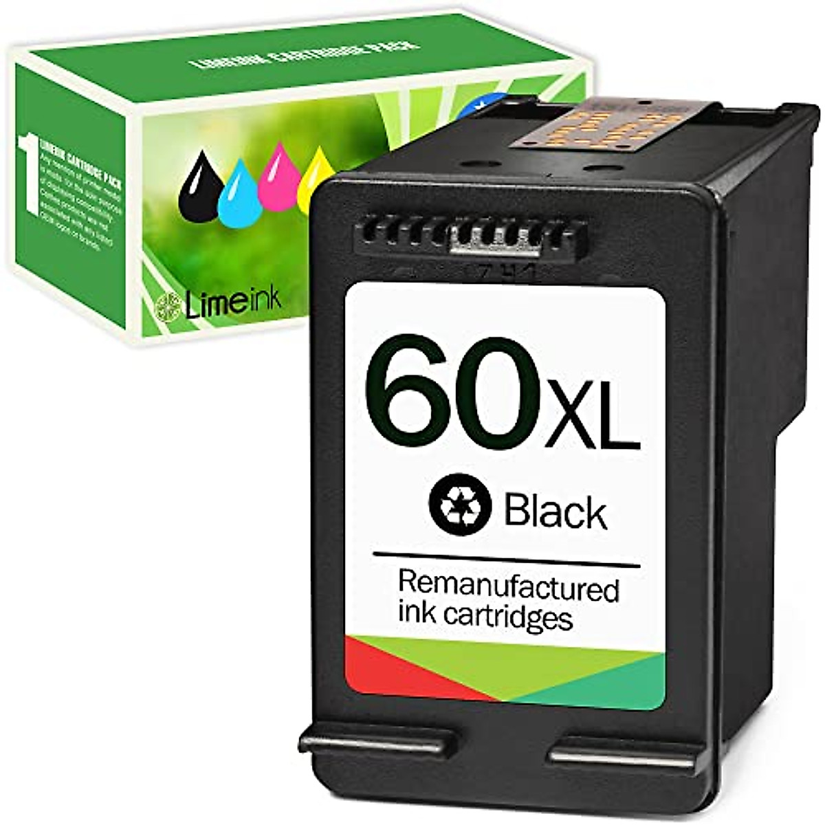 Limeink Remanufactured Ink Cartridge 60XL 60 XL Replacement for HP Envy 100 110 120 Photosmart c4680 c4780 c4795 d110 Deskjet d2680 f2430 f4280 f4440 f4580 f4480 Printer (1 Black)