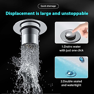 2Pcs Bathroom Sink Stopper Hair Catcher,Pop Up Sink Drain Filter with Removable Stainless Steel Filter Basket Hair Catcher, for US 1.1''-1.29'' Drain, Bathroom Sink Stopper Replacement