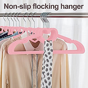Velvet Hangers Pack of 20, Non Slip Standard Clothing Adult Heart-Shaped Clothes Hanger, Notches 360 Degree Swivel Hook Felt Hangers, for Heavy Coats, Jackets, Office Suits,Undergarments,Pink
