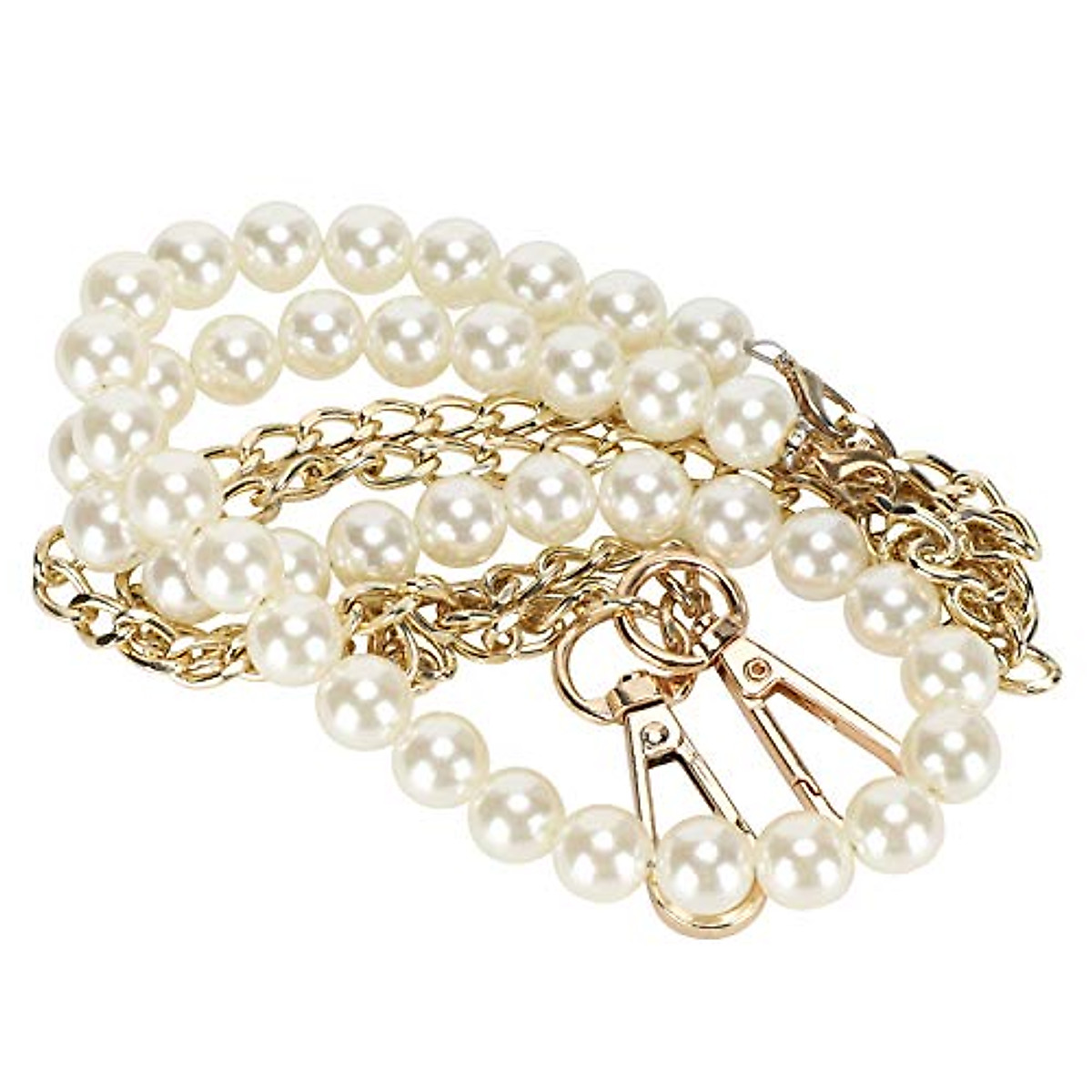 Imitation Peal Chain Handle Wallet Crafts Making Metal with Lobster Clasp Accessories for Making Handbag Purse Substitute 43.3Inch