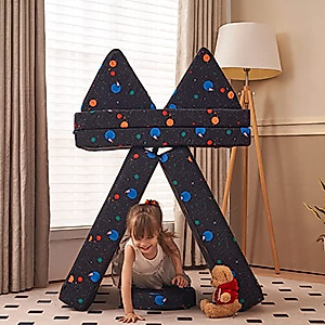 jela Kids Couch Extended Size 10PCS with futons, Floor Couch Floor Sofa Modular Furniture for Kids and Adults, Modular Foam Play Couch, Modular Sectional Sofa (Galaxy)