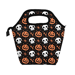 Gocerktr Halloween Bat Flower Thermal Lunch Bag for Women Men Reusable Lunch Box Waterproof Tote Bag Lunch Container Cooler Bag Work/Travel/Picnic…