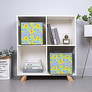 Flamingo and Pineapple Large Cubes Storage Bins Collapsible Canvas Storage Box Closet Organizers for Shelves