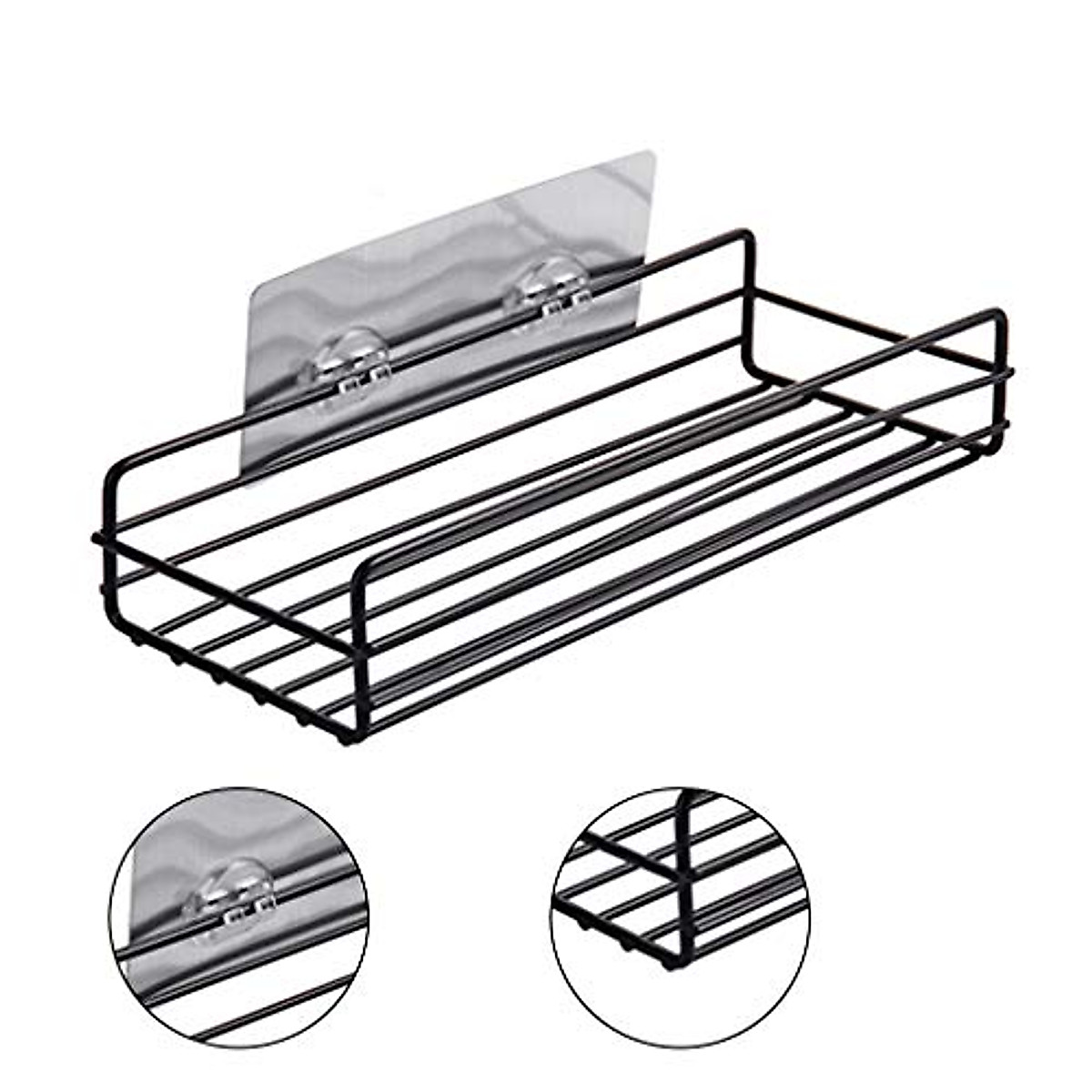 Beerty Simple Iron Household Shower Shelf Suction Cup Basket Storage Hanger Organizer for Kitchen Bathroom Storage Space Saving