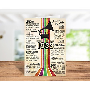 Katie Doodle - Super Cute, 92nd Birthday Card, (Handmade in USA), 92nd Birthday Gifts for Women, 92nd Birthday Gifts for Men, 92nd Birthday Decorations for Men or Women, 1933