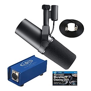 Shure SM7B Vocal Microphone with Cloud Microphones Cloudlifter CL-1 Mic Activator and Extra 10' XLR Cable Bundle