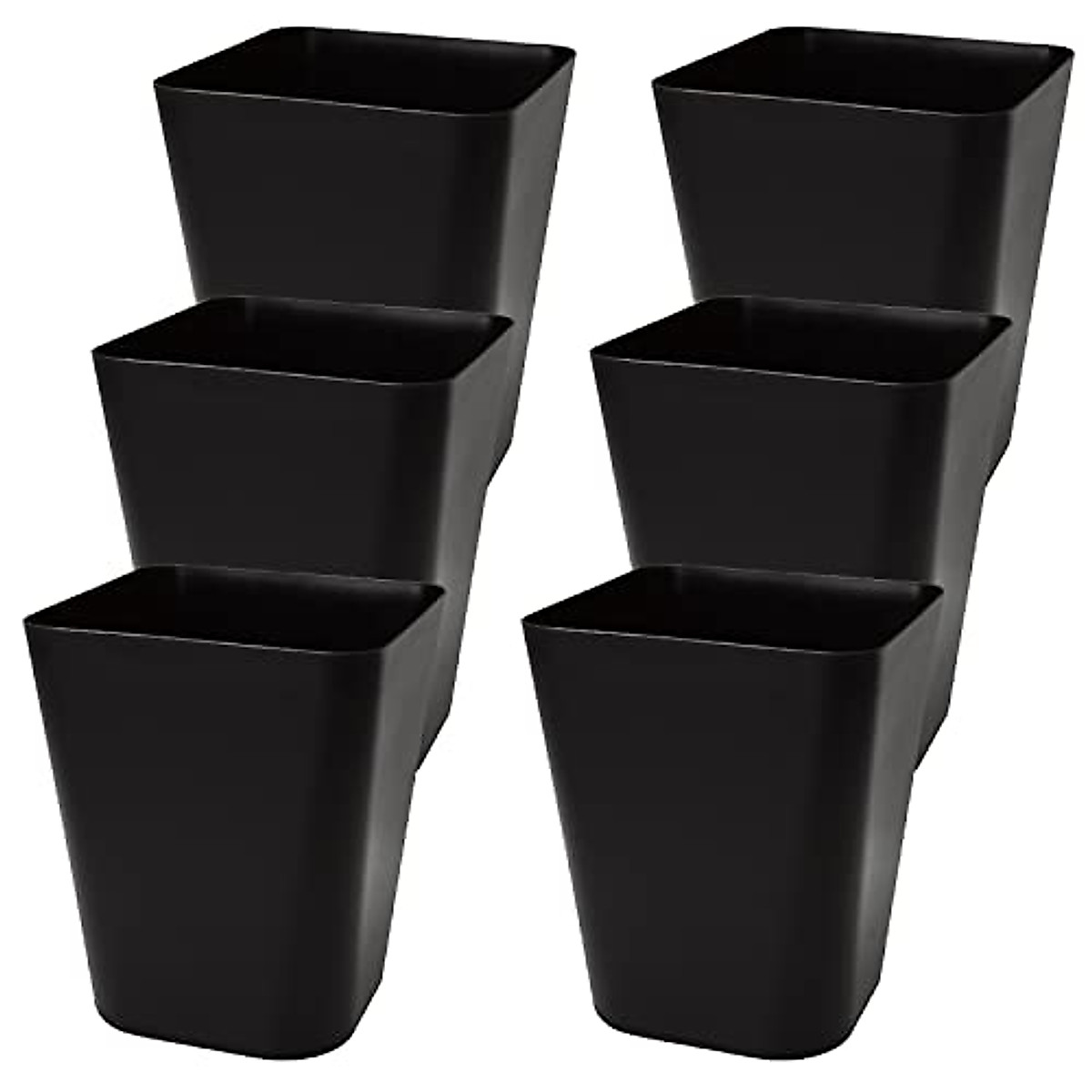 ZOFORTY 6 Pack Slim Plastic Trash Can Wastebasket 1.5 Gallon Small Garbage Bin Black Trash Bin Waste Basket for Office Bathroom Bedroom Home Kitchen Dorm - 9”High