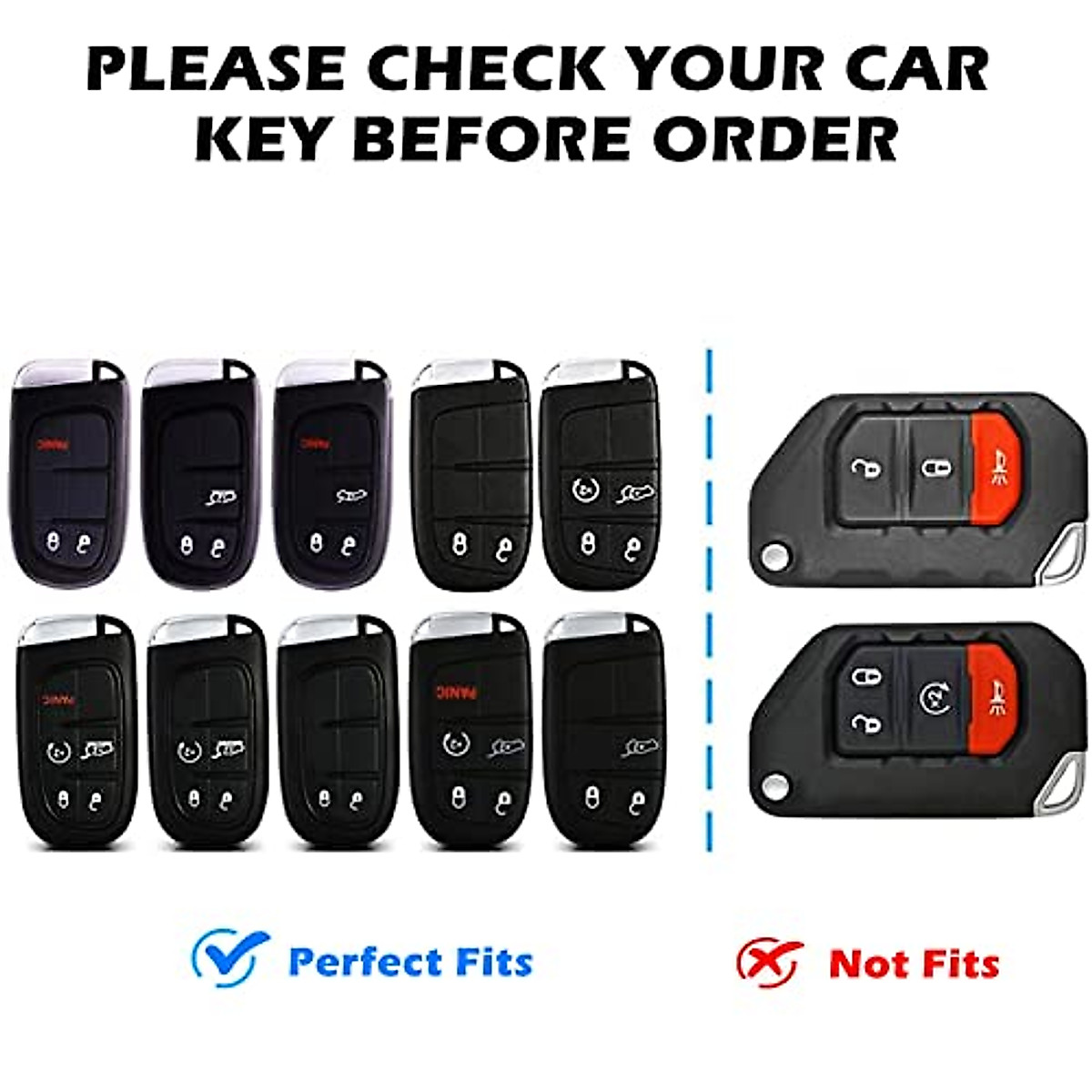 Jimtyee for Jeep Key Fob Cover with Keychain Soft TPU Car Key Case Shell Protection Compatible with Grand Cherokee Renegade Chrysler Dodge Ram Smart Key(Blue)