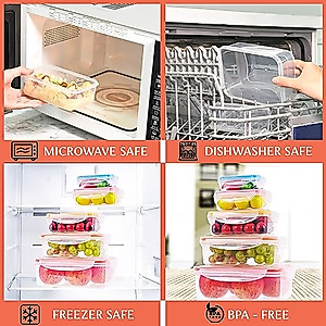 10 Pcs Food Storage Containers-Stackable Kitchen Bowls sets-BPA Free Leak Proof Plastic Food Storage Containers with Lids Airtight-Microwave Freezer Safe Lunch Boxes ,5 Meal Prep Containers & 5 Lids