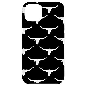 iPhone 13 Black White Texas Pattern Austin Dallas Western Longhorn Case