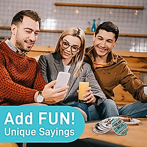 Funny Coasters for Coffee Table - 6 Sarcastic Absorbent Stone Cork Drink Coasters, Farmhouse Bar Coasters for Drinks with Holder, Cool Housewarming Gift, New Home - Cup Coster for Wooden Table