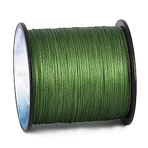 WellieSTR Braided Fishing Line Super Power 4 Strands - Abrasion Resistant PE Fishing Line, (Green Color) 1000M/1094 Yards