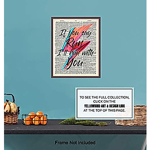 David Bowie Wall Art Decor Poster - 8x10 Cool Unique Gift for Women, Men, Ziggy Stardust, 80s Music, Punk Rock Fan - Dictionary Print, Home Decoration for Bedroom, Bathroom, Living Room