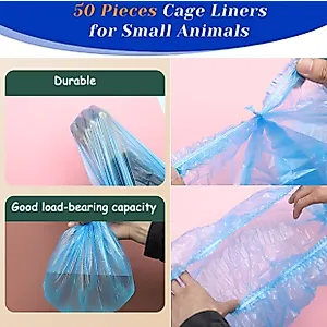 50Pcs Cage Liners for Small Animals-Upgrade Blue Disposable Rabbit Cage Liner Plastic Guinea Pig Cage Bedding Hamster Litter,Leak Proof Cage Liner Bag Toilet Film for Bunny Hamster Hedgehog Cage