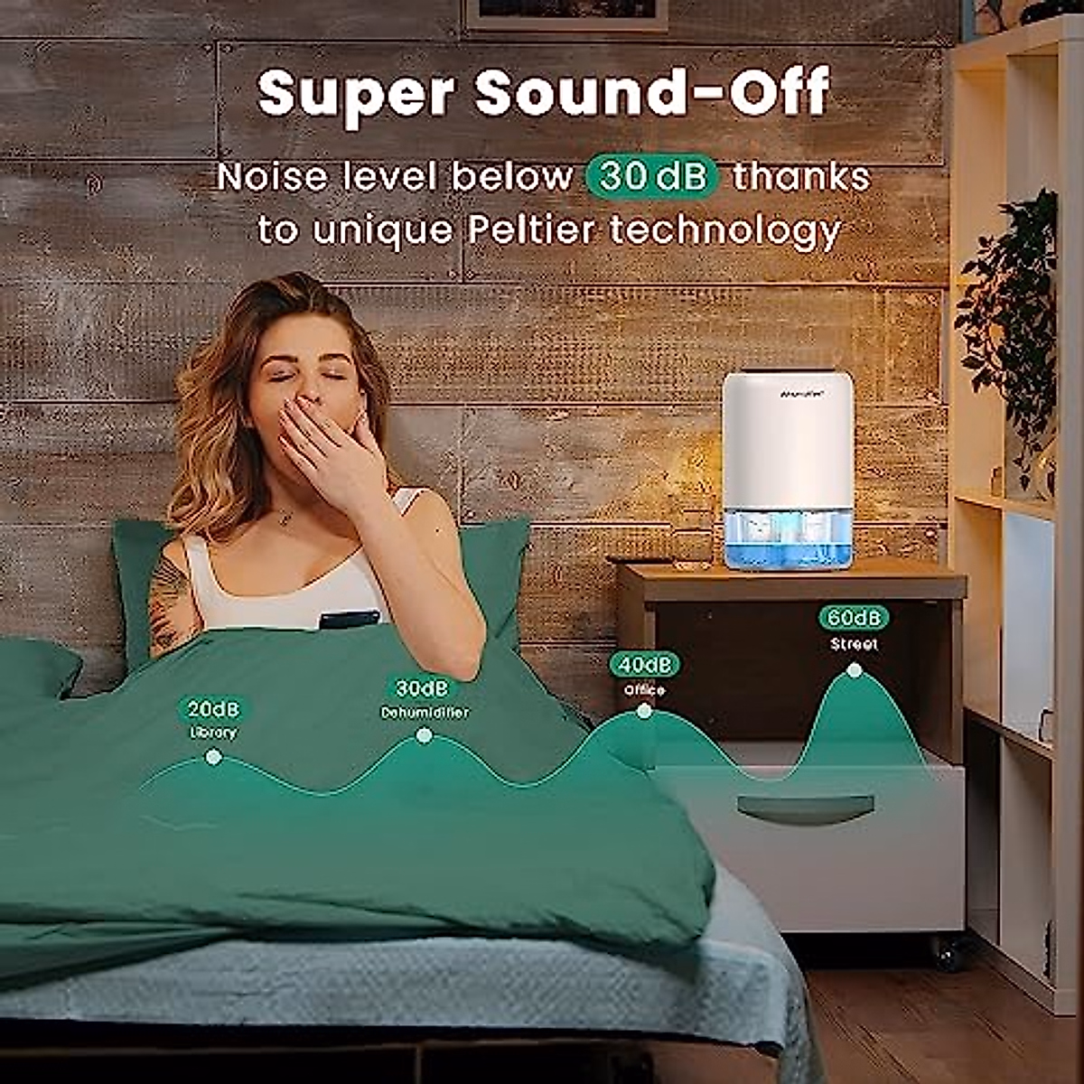 Dehumidifiers for Bathroom - Kitette Electric Dehumidifier for Bathroom with 50OZ Watertank, Quiet Deihumidifier for Bedroom Wardrobe Camper Trailer, 7 Color LED Light, Auto Shut Off