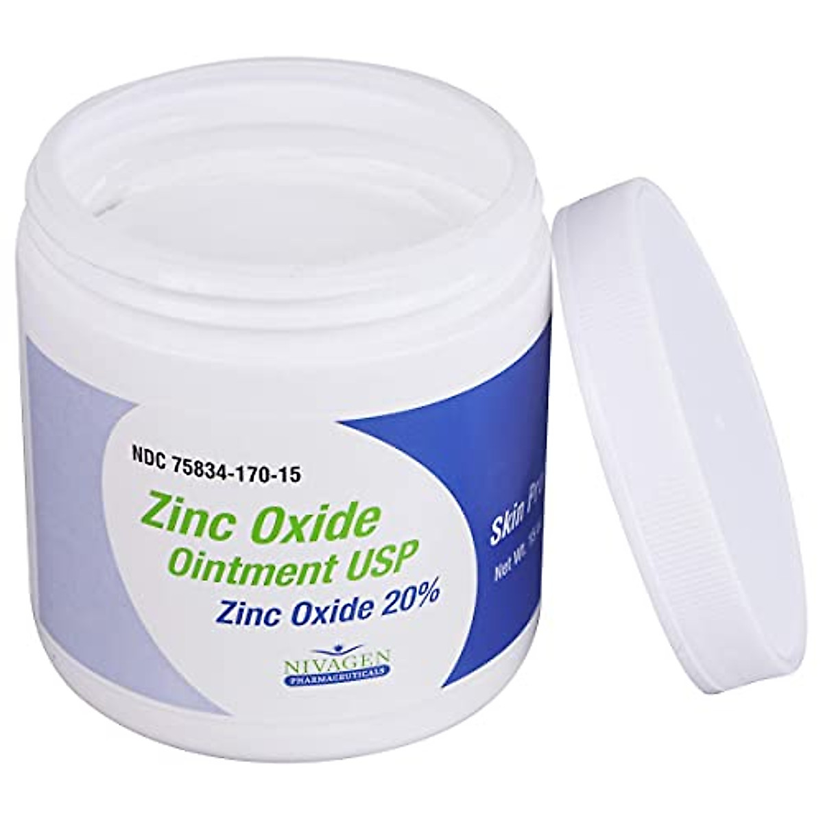 Nivagen Zinc Oxide Ointment USP 20% | For Diaper Rash, Chafed Skin, Protects From Wetness, Relief From Poison Ivy, Poison Oak, & Poison Sumac | 15oz Jar Of Zinc Oxide