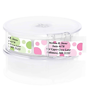 Dots of Color Designer Rolled Personalized Name Address Labels with Elegant Dispenser