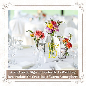 25 Sets Clear Arch Acrylic Sign with Stand Blank Arched Round Top Acrylic Sheet DIY Acrylic Arch Table Numbers for Wedding Stand Holder Arched Signs Events Parties Centerpieces Decor (4 x 6 Inch)