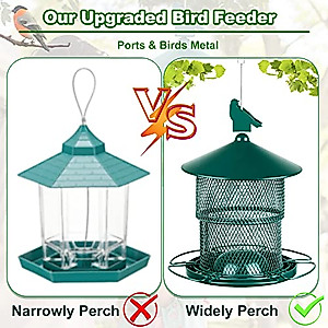 Bird Feeder for Wild Birds, Retractable 7lb Seed Capacity Hanging Wild Bird Feeder, Heavy Duty Metal Squirrel-Proof Bird Feeders for Outside Garden (Green)