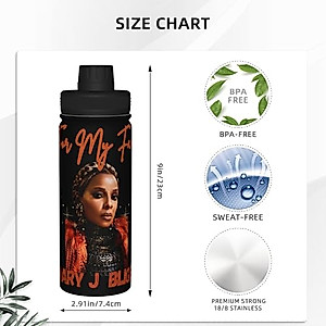 HIKTIEK Mary J Musics Blige Stainless Steel Insulated Tumbler Sports Water Bottle Hot and Cold Travel Cup 18oz
