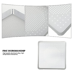 YARDWE Pizza Bakeware, Perforated Aluminum Sheet Pan 12 Inch Pizza Tray Pizza Pan with Holes Square Nonstick Bakeware for Oven Baking Pizza, French Fries