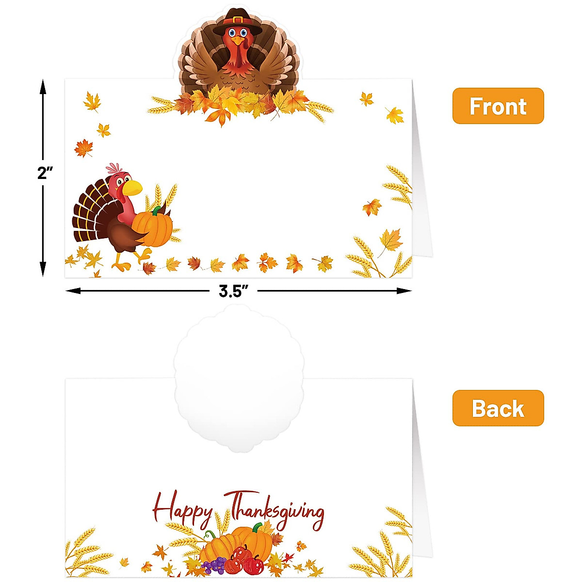 Thanksgiving Table Place Cards Turkey Tent Name Cards for Guest Table Seating 25Pcs