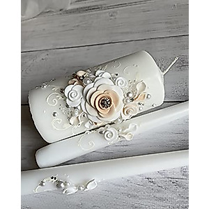 Magik Life Unity Candle Set for Wedding - Wedding décor - Decorative Candles Pillar - Candle Sets - 6 Inch Pillar and 2 10 Inch Tapers - Best Unity Candle (Peach)