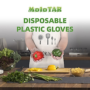 MoloTAR 100 pcs Plastic Disposable Gloves,Disposable Gloves, One Size Fits Most