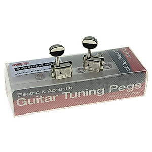 Wilkinson Deluxe 6 Inline Vintage Guitar Tuners with Split Post Guitar Tuning Keys Peg Machine Heads for Strat/Tele Guitars Nickel