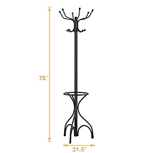 Nightcore Coat Rack Freestanding, Heavy-duty Coat Tree with Umbrella Holder, Modern Coat Rack Stand with 12 Hanging Hooks, Coat Hanger for Jackets Bags Hats Purse Scarf Entryway