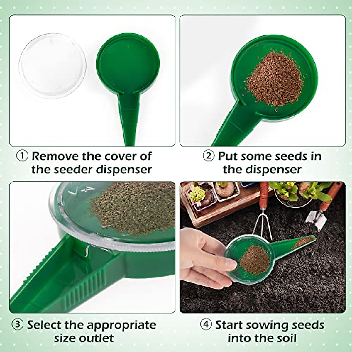 TXIN 2 Pcs Seed Sower, Portable Mini Hand Garden Plant Seed Dispenser Planter Starter Seeder with 5 Different Settings