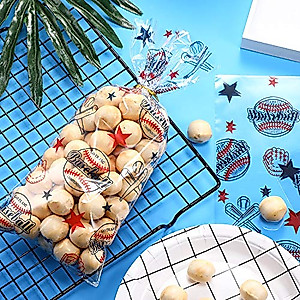 Chuangdi 100 Pack Baseball Party Cello Bags Cellophane Bag for Birthday Party Supplies Favors Party Supply Bags Goody Favor Bags (Star Style)