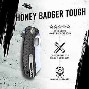Western Active Honey Badger Knife - Flipper Wharncleaver Pocket Knife, EDC Knife, Hunting Knife with 3.6" Steel Blade, Nylon+Glass Fiber Handle, & Reversible Pocket Clip, 4.0oz, Large Black HB1031