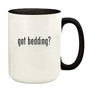 Knick Knack Gifts got bedding? - 15oz Ceramic Colored Handle and Inside Coffee Mug Cup, Black