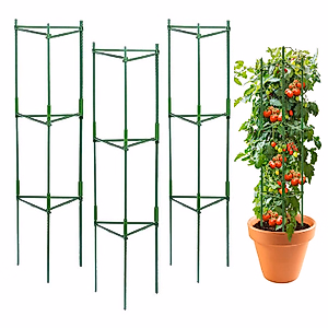 4ft 3-Pack Tomato Cage for Garden Plant Cages, Up to 48inch Plant Supports Tomato Trellis Stakes for Potted Plants, Heavy Duty Tomato Cages Cucumber Trellis for Garden Vertical Climbing Plants Flowers