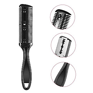 5Pcs Professional Trimmer Razor Dual Side Scissors for Hair Thinning, Slim Haircuts & Barber Grooming - Comb, Brush, Double Edge Blade in 5 Colors