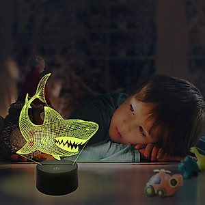 FULLOSUN Shark Gifts, 3D Shark Night Light for Kids (4 Patterns) with Remote Control 16 Colors Changing Dimmable Function, Xmas Birthday Gifts for Kids Child (Shark, Whale, Turtle, Dolphin)