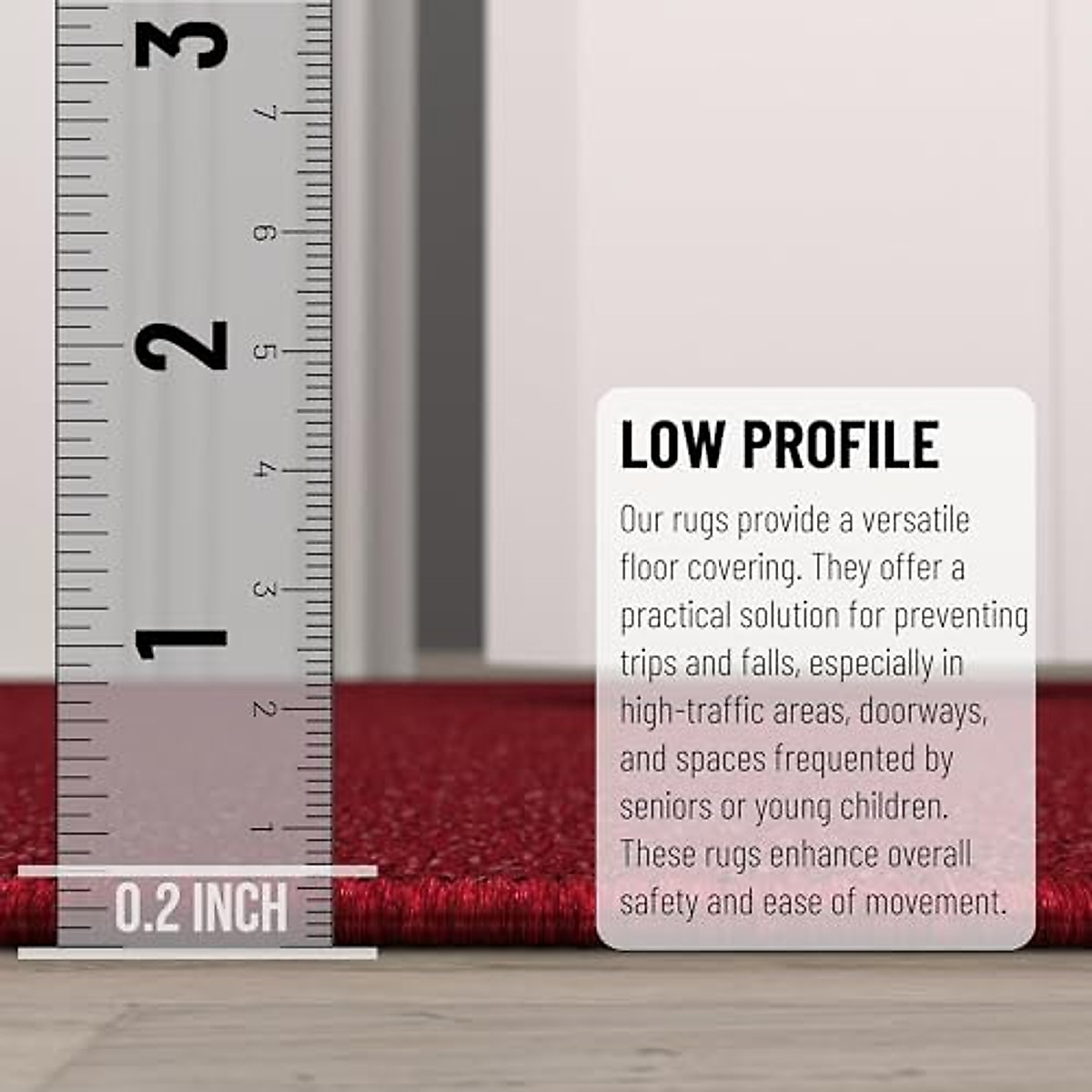 Sweet Home Stores Sweethome Collection Solid Design Rubberback Area Rug/Mat, 2'3" x 3', Red