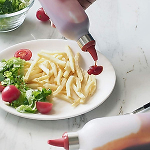 Cabilock 3pcs trp Pump Head Ketchup Soy Sauce Bottle Paint Condiment Sauce Squeeze containers jam Salad Sauce Squirt Bottles Soy Sauce Vinegar lecythus Clear Container Barbecue Tool