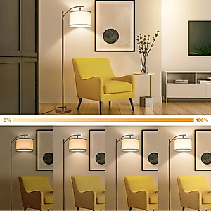 Fully Dimmable Floor Lamp Modern Standing Lamp with Dimmer Tall Pole Lamp with Adjustable Lamp Head Brown Floor Lamp with Hanging Shade Reading Standing Light for Living Room ,Bedroom 8W Bulb Included