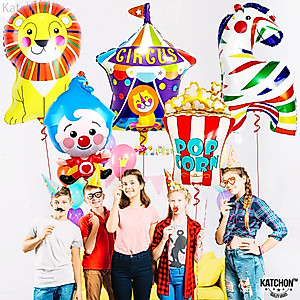 KatchOn, Giant Circus Balloons - 34 Inch, Pack of 5 | Carnival Balloons for Carnival Theme Party Decorations | Circus Animal Balloons for Circus Theme Party Decorations | Circus Party Decorations