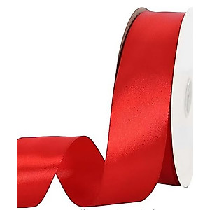TONIFUL 1-1/2 Inch (40mm) x 100 Yards Red Wide Satin Ribbon Solid Fabric Ribbon for Gift Wrapping Chair Sash Valentine's Day Wedding Birthday Party Decoration Hair Floral Craft Sewing
