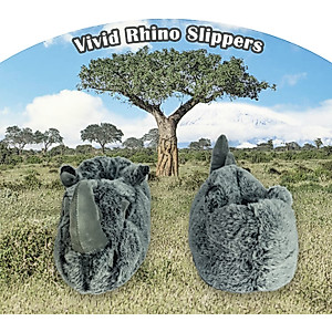 Onmygogo Fuzzy Winter Animal Slippers for Men and Women (Rhino, numeric_8)