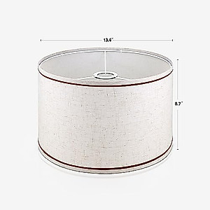 Lamp shades Set of 2, Fabric Lamp Shades for Table Lamps and Floor Light, Medium Lamps Shades 13.5" Top x 13.5" Bottom x 8.8" High, Lampshades Natural Linen Hand Crafted