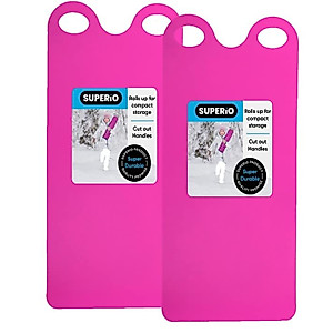Superio Snow Slider Mat, Flexible Snow Sled Flying Carpet, Roll up Sleds for Kids and Adults 54" Lightweight Plastic Snowboard Sled(Fuchsia-Pink 2 Pack)…