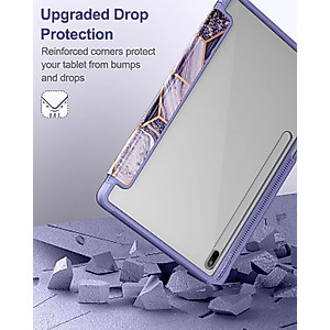 ONPINT Leather Case for Samsung Galaxy Tab S8 Plus/ S7 Plus/ S7 FE 12.4-inch, Built-in Screen Protector Folio Tablet Cover Magnetic Trifold Stand with S-Pen Holder for Women Men Cute, Lavender
