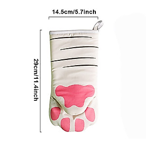 Cute Oven Mitts Kitchen Cooking Baking Heat Resistant Cat Glove, 1PC Cat Paw Design Heat Resistant Pot Holder Gloves for BBQ Kitchen Use