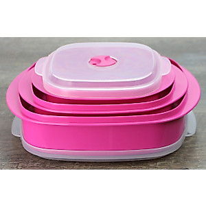 Reston Lloyd Calypso Basics Microwave Cookware, Steamer and Storage Set, Magenta, Multiple Sizes, 6-Piece