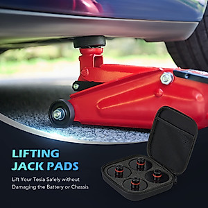 Orion Motor Tech Jack Pad Compatible with Tesla Model 3 S X and Y, 4 Rubber Jack Pucks for Lifting 2016 2017 2018 2019 2020 2021 2022 2023 Tesla, Car Lift Floor Jack Adapter Set with Storage Box