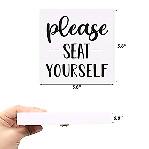 Zingoetrie Funny Bathroom Signs(Set of 3), Farmhouse Bathroom Wooden Wall Decor Restroom Humor Sayings Freestanding Quarter Bathroom Mini Blocks Decorations